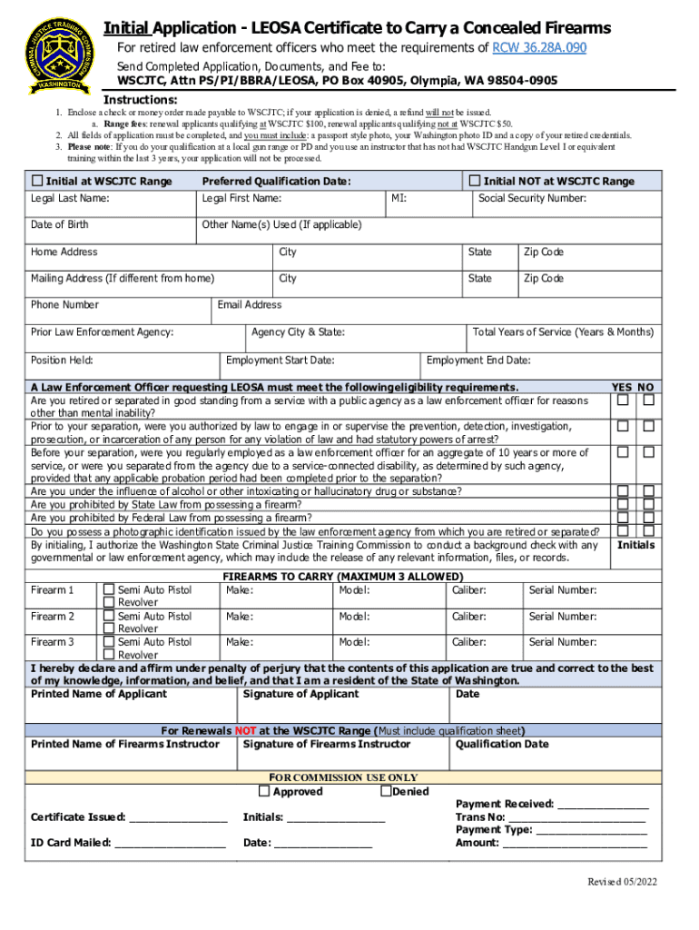 Fillable Online Initial Application - LEOSA Certificate to Carry a ...