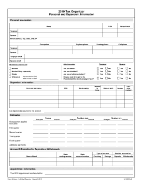 Fillable Online Personal Tax Organizer - Akler Browning LLP Fax Email ...