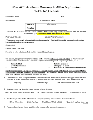 Fillable Online New Student Forms - Jamie Campbell's Dance Company Fax ...