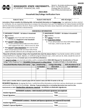 Fillable Online 2023-2024 Household Size/College Verification Form Fax ...