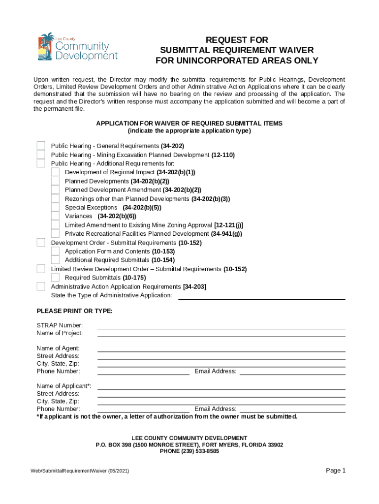 REQUEST FOR SUBMITTAL REQUIREMENT WAIVER ... Doc Template | pdfFiller