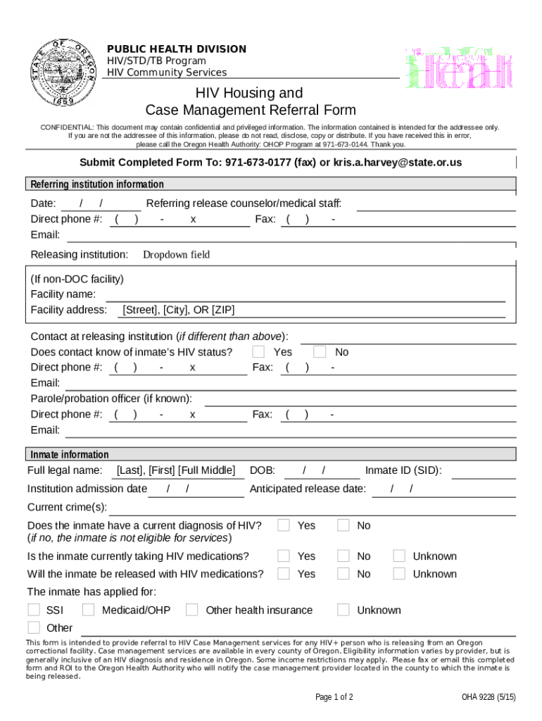 HIV Housing and Case Management Referral . HIV Doc Template | pdfFiller