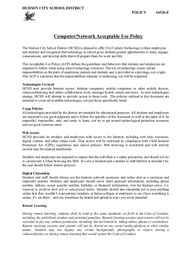 Fillable Online 4526-E ComputerNetwork Acceptable Use form BOE 061521 ...