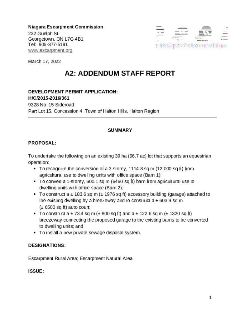 a2: addendum staff report - Niagara Escarpment Commission Doc Template ...
