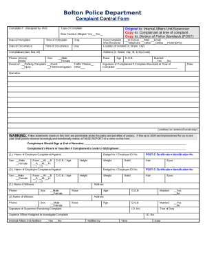 Police DepartmentInternal Affairs Online Complaint Doc Template | pdfFiller