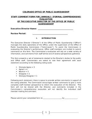 OPG Executive Director Evaluation - Staff Comment Doc Template | pdfFiller