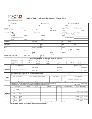 Fillable Online 20-21 Benefit Enroll Form for PDF.xlsx Fax Email Print ...
