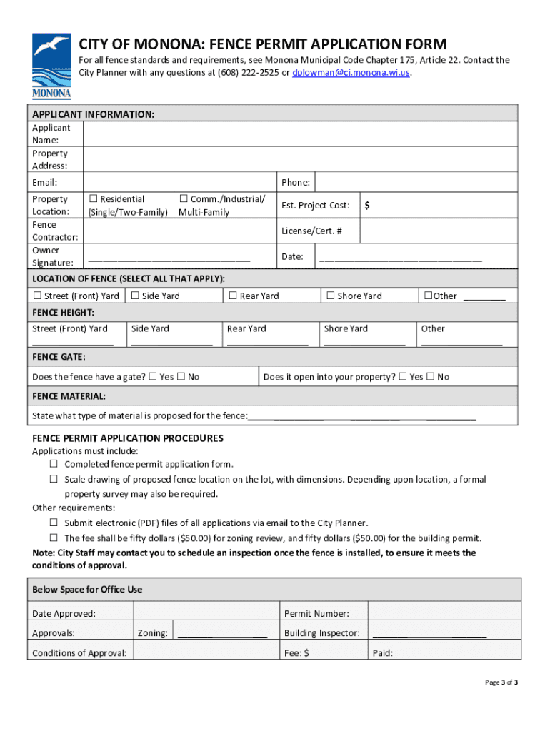 Fillable Online All About Fence Building Permits and Approvals - The ...