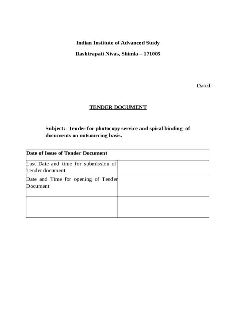 Tender for photocopy service and spiral binding of documents ... - iias ...