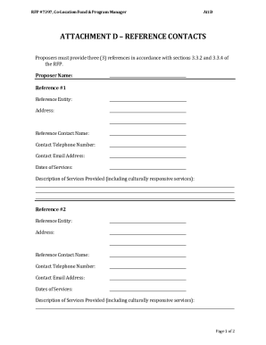 Fillable Online RFP template Att D - reference check - Oregon.gov Fax ...