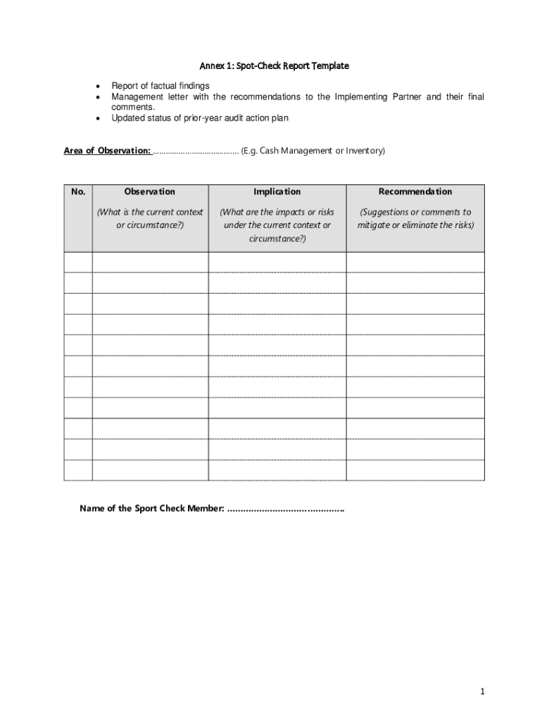 Fillable Online procurement-notices undp 1 Annex 1: Spot-Check Report ...