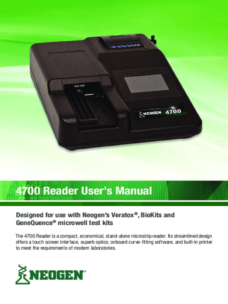 Fillable Online Neogen Stat Fax 4700 Microwell Reader - The Lab World ...