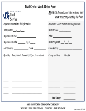 Fillable Online Mail Center Work Order Form Fax Email Print - pdfFiller
