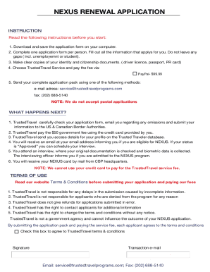 Fillable Online Global Entry Renewal Application Form Fax Email Print ...