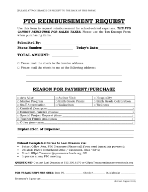 Fillable Online PTO Reimbursement Request Form Fax Email Print - pdfFiller