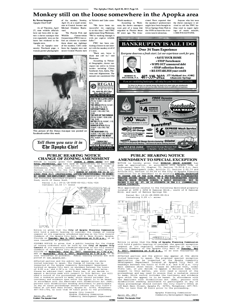 Fillable Online The Apopka Chief Newspaper Fax Email Print - pdfFiller