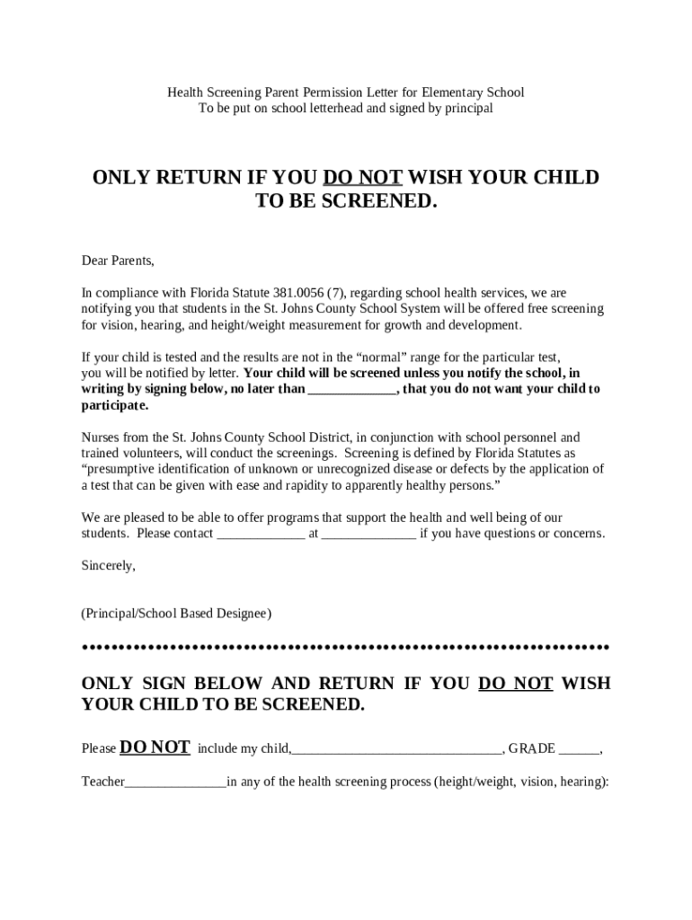 Sample Letter - St. Johns County School District Doc Template | pdfFiller