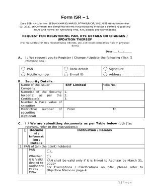 of 2 ISR1 (see SEBI circular No. SEBI/HO/MIRSD ... Doc Template | pdfFiller
