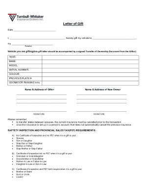 Fillable Online VEHICLE GIFT LETTER - RI DMV Fax Email Print - pdfFiller