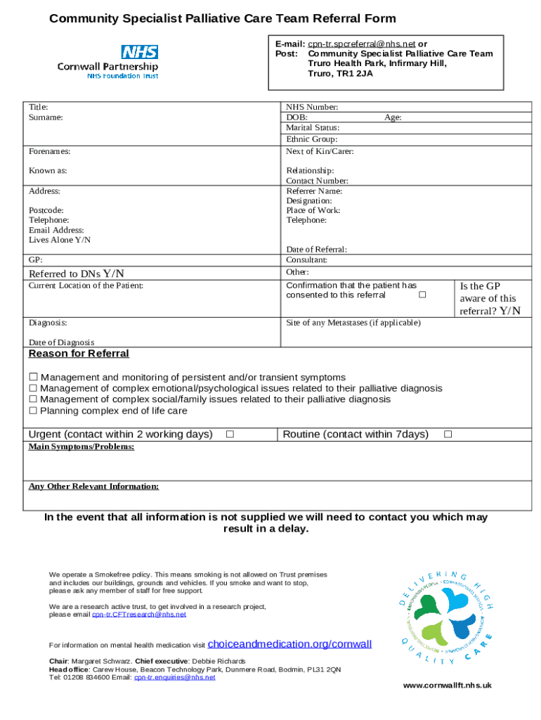 All Age Pan-London Specialist Palliative Care Referral Doc Template ...