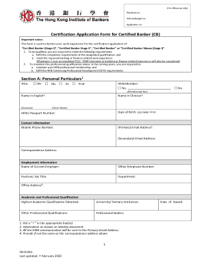 Fillable Online Certification Application Form for Certified Banker (CB ...