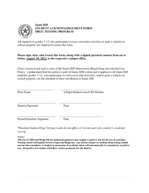 Fillable Online Drug Testing Consent Form - Extracurricular and Parking ...