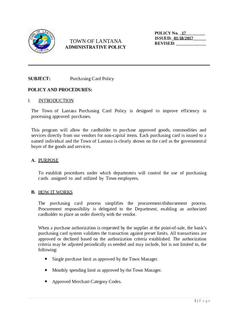 Purchasing CardEverything a Procurement Professional ... Doc Template ...