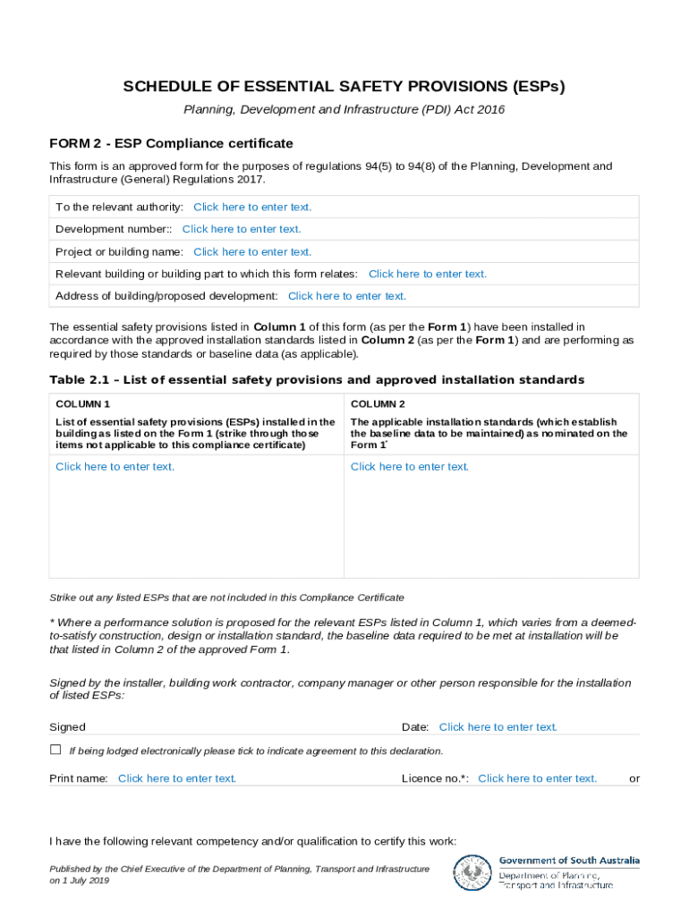Essential Safety Provision Compliance Certificate - SA Doc Template ...