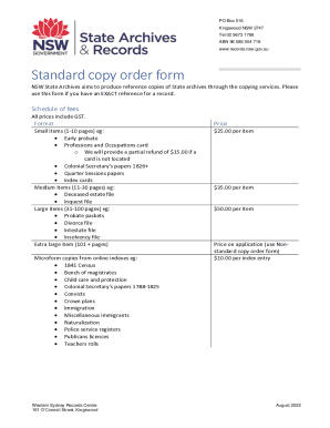 Fillable Online Non-standard photocopy order form - State Archives ...