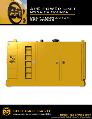 Fillable Online APE POWER UNIT - American Piledriving Equipment Fax ...
