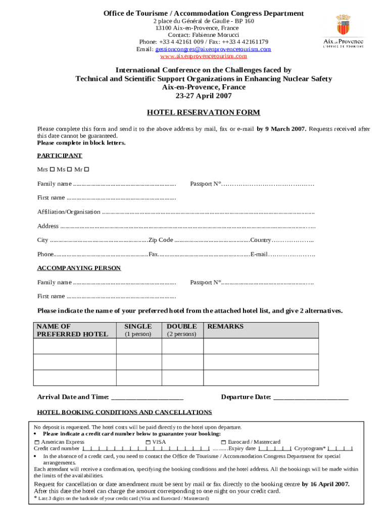 HOTEL RESERVATION All requests for hotel ... - www-pub iaea Doc ...