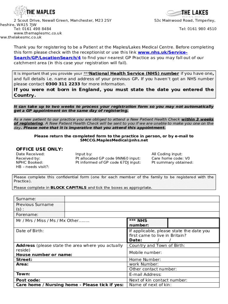 Registering with a GP as a temporary resident - NHS Doc Template ...
