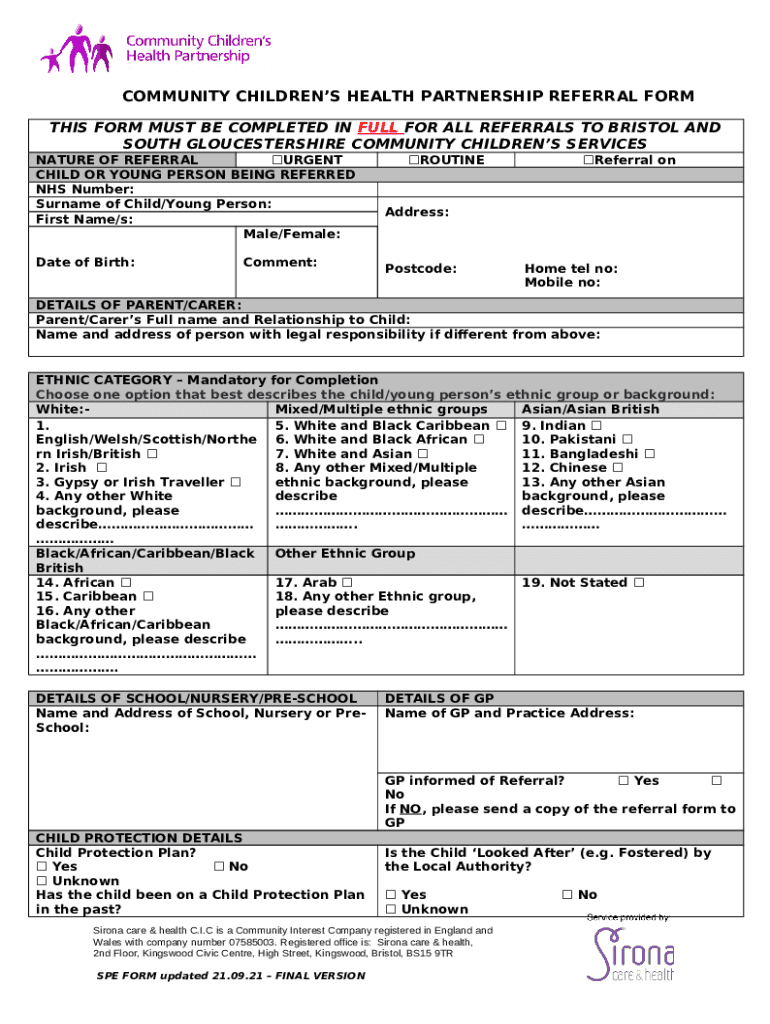 SPE 21.09.21 - Community Children's Health Partnership - cchp nhs Doc ...