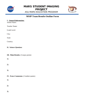 MSIP Team Results Outline - static mars asu Doc Template | pdfFiller