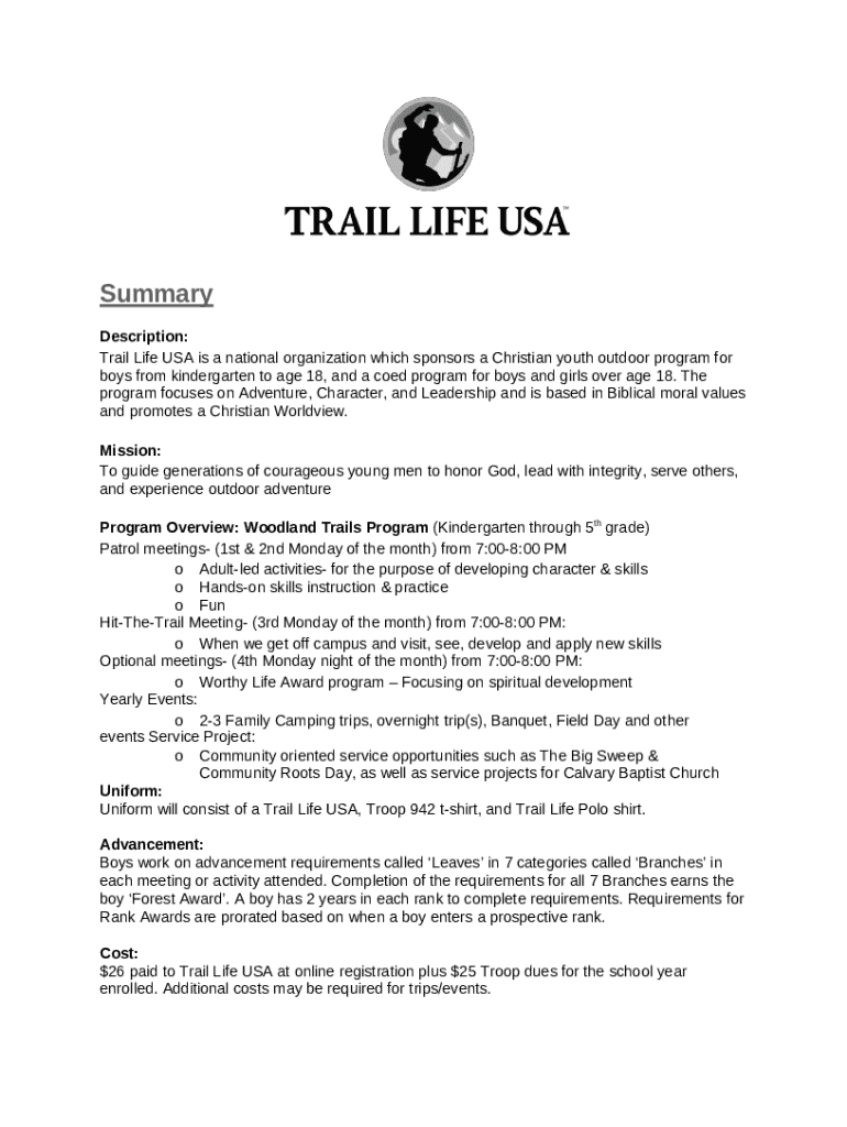 Start a TroopTrail Life USA - AdventureCharacter ... Doc Template ...