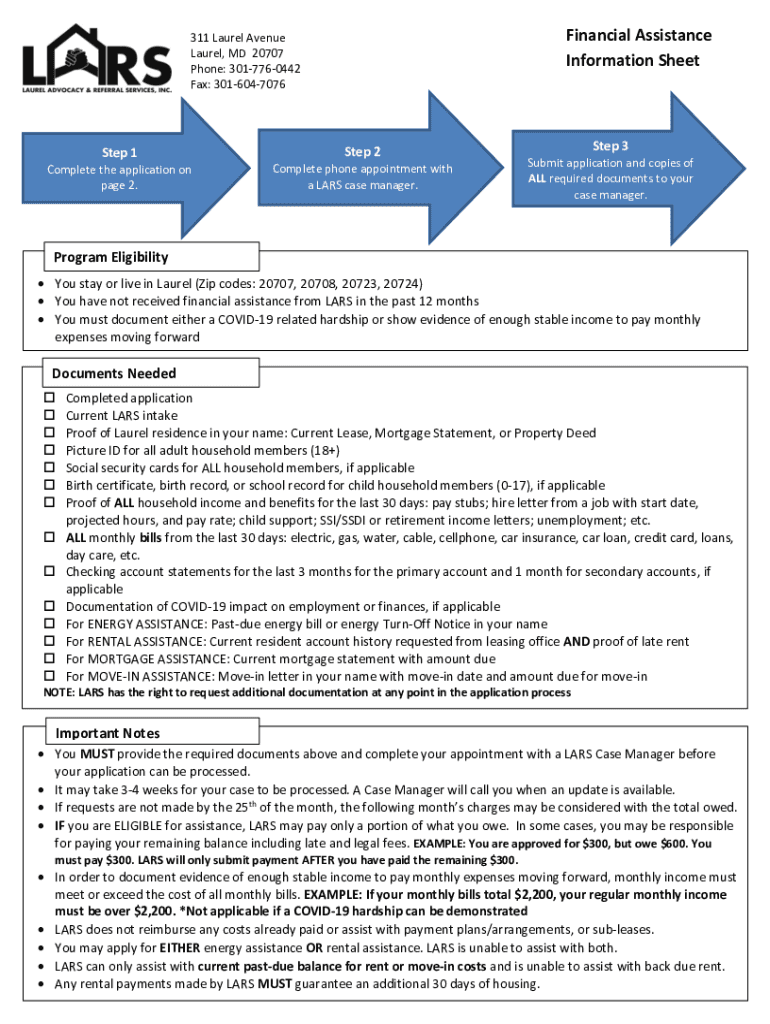 Fillable Online Financial Assistance Information Sheet Fax Email Print - pdfFiller