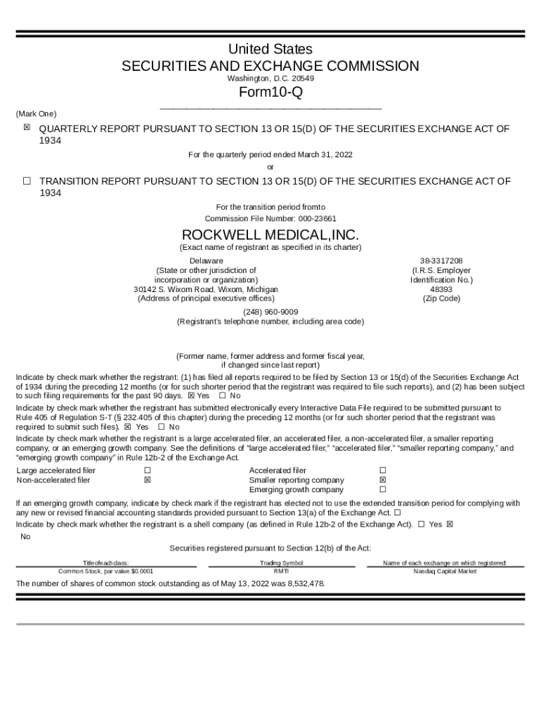 ROCKWELL MEDICAL, INC. (. EDGAR Online Pro Doc Template | pdfFiller