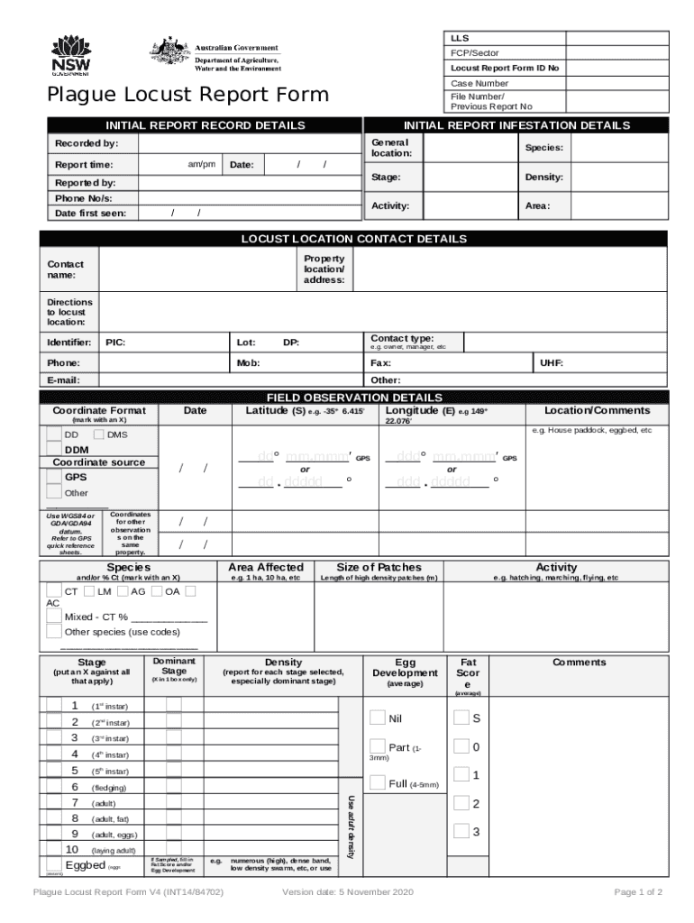 Plague Locust Report Doc Template | pdfFiller