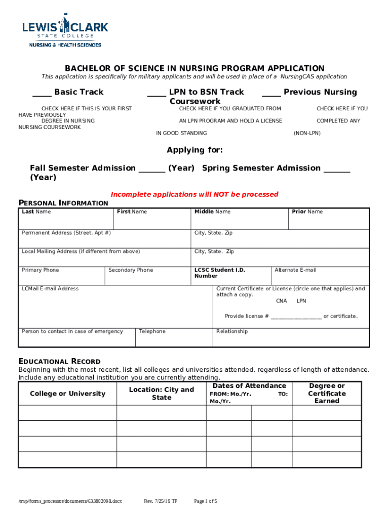 Undergraduate BSN FAQ and Application Instructions Doc Template | pdfFiller