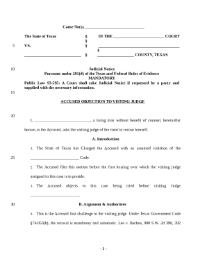 Judicial Notice of Adjudicative Facts, Tex. R. Evid. 201 Doc Template ...