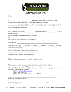 ACH Payment Doc Template | pdfFiller