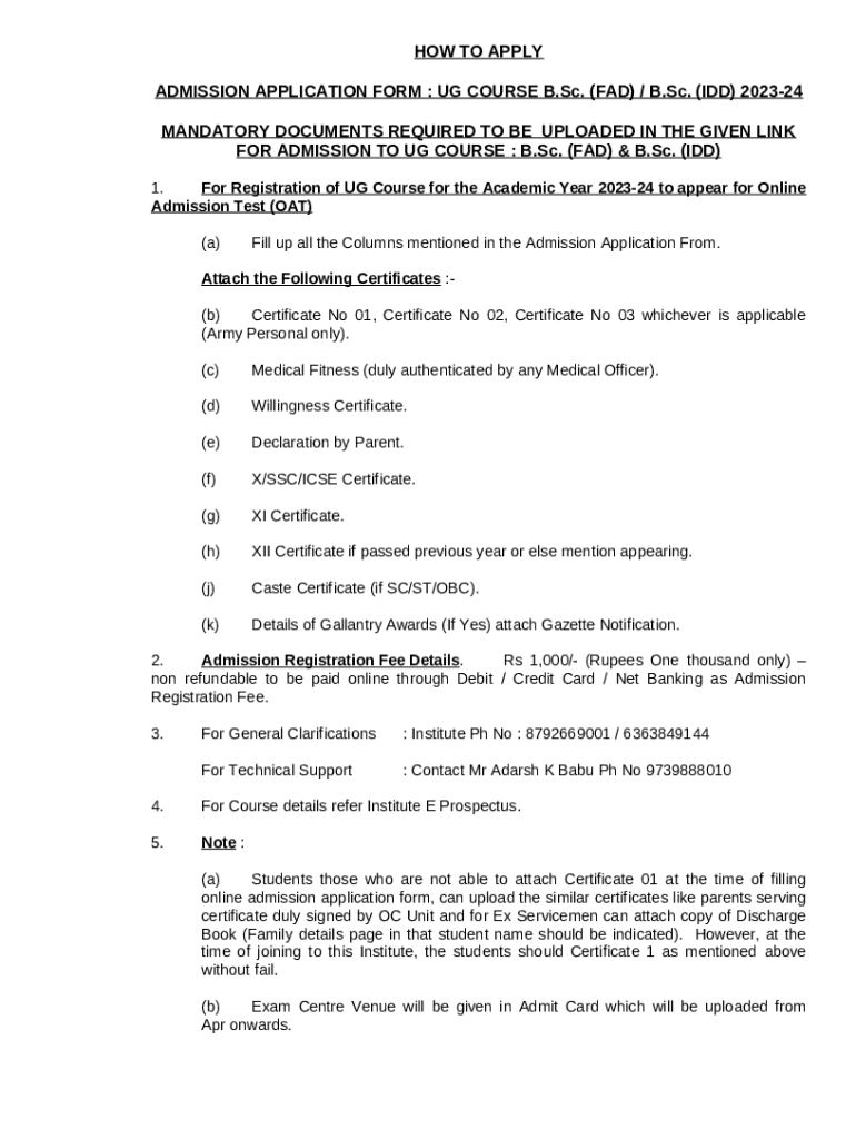 DU B.Sc Application 2022 (OUT) Doc Template | pdfFiller