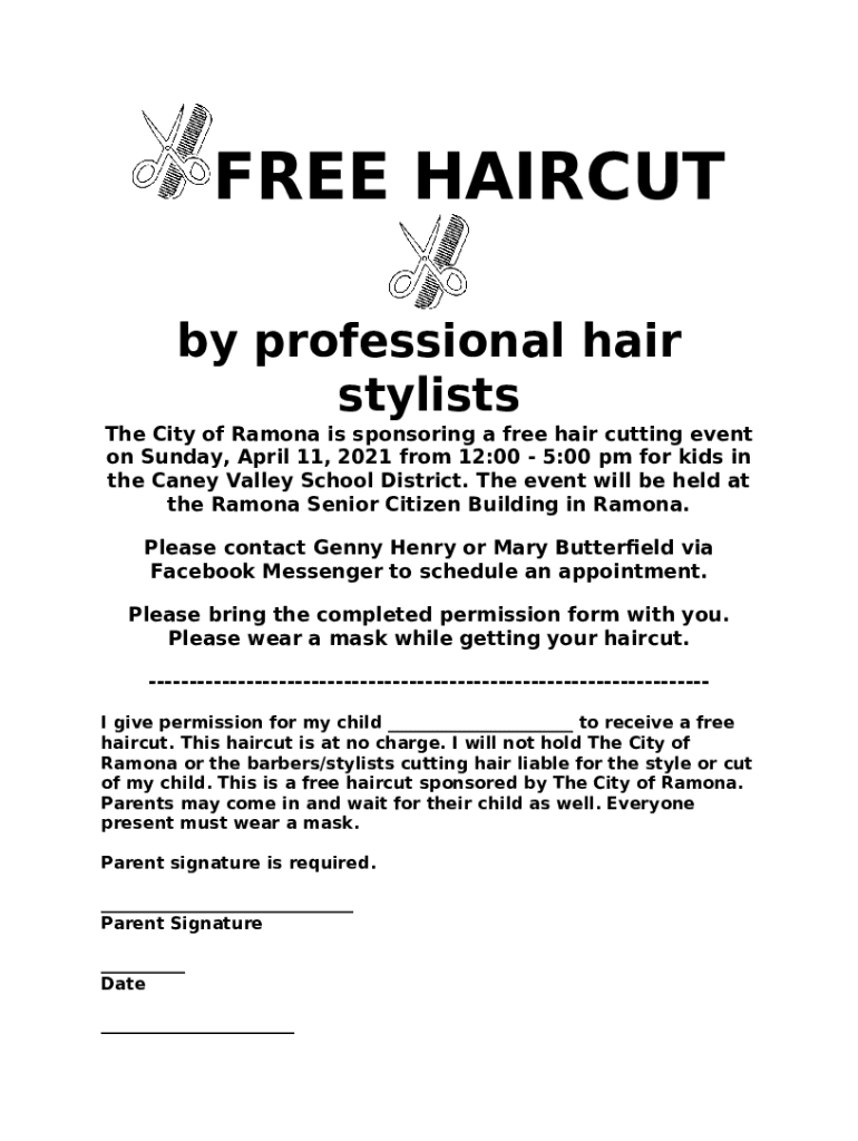 Haircut - Caney Valley Public Schools Doc Template | pdfFiller