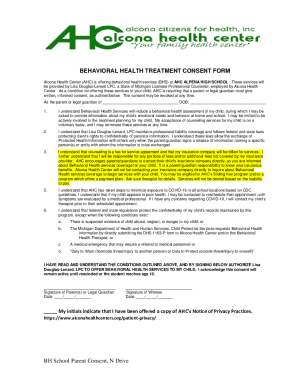 Fillable Online behavioral health treatment consent form Fax Email ...