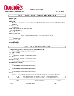 Fillable Online Propylene Glycol Industrial Grade - Safety Data Sheet ...