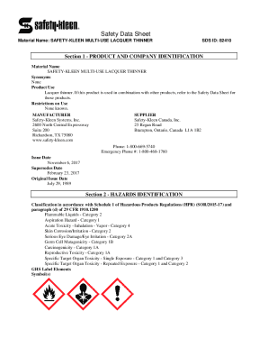 Fillable Online Lacquer Thinner MATERIAL SAFETY DATA SHEET 1. Product ...