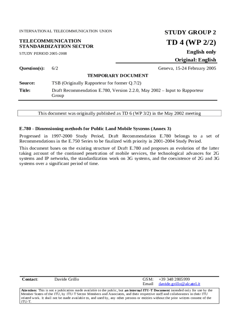 ITU Telecommunication Standardization Sector (ITU-T)- Study ... Doc ...