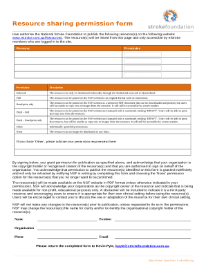 Resource sharing permission Doc Template | pdfFiller