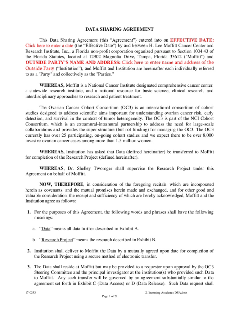 Fillable Online Data Sharing Agreement - Project Data Sphere Fax Email ...