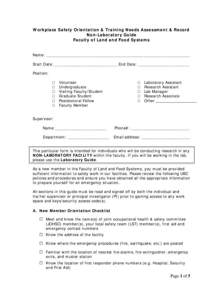 Fillable Online new employee health and safety orientation - Gov.bc.ca ...